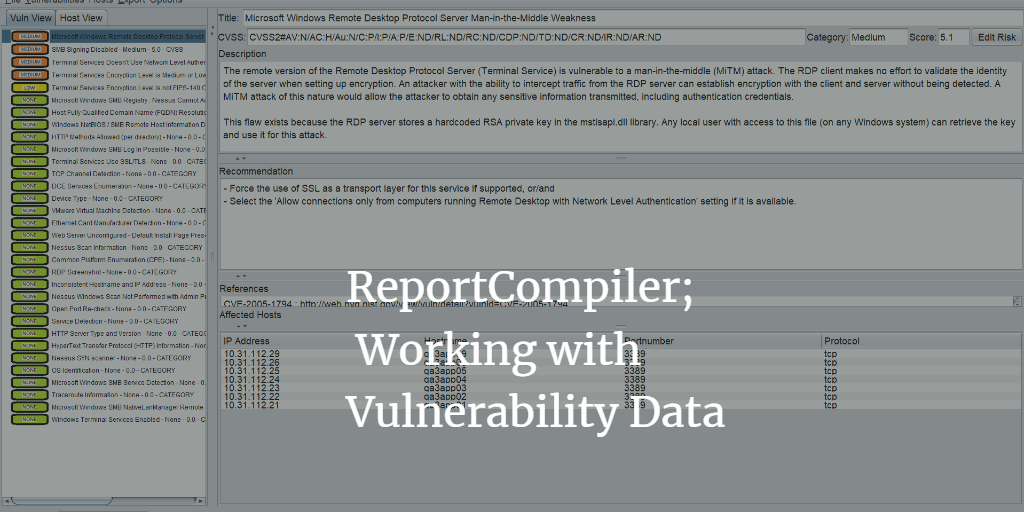 ReportCompiler – Working with Vulnerability Data